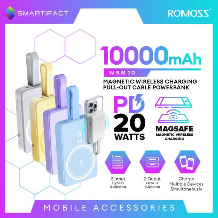 【New Arrival】Romoss WMS10 Magsafe Powerbank 10000mAh PD20W Wireless ...
