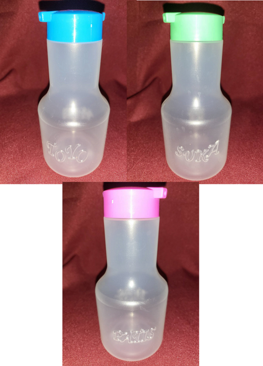 set of 3pcs. labeled dispenser - toyo suka patis / condiments bottle ...