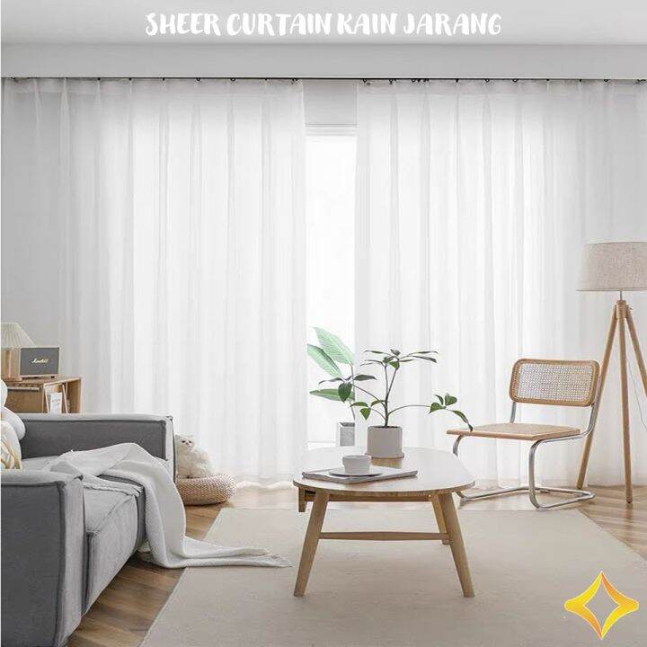 PCDecor Langsir Sheer Putih Siap Jahit Jenis Cangkuk Dawai Rod (Sheer Tulle Day Curtain ...