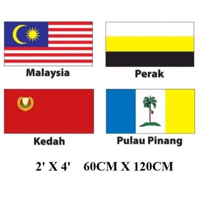 Flag 2'x4' Bendera Malaysia Flag Negeri Kedah Penang Perak State ...