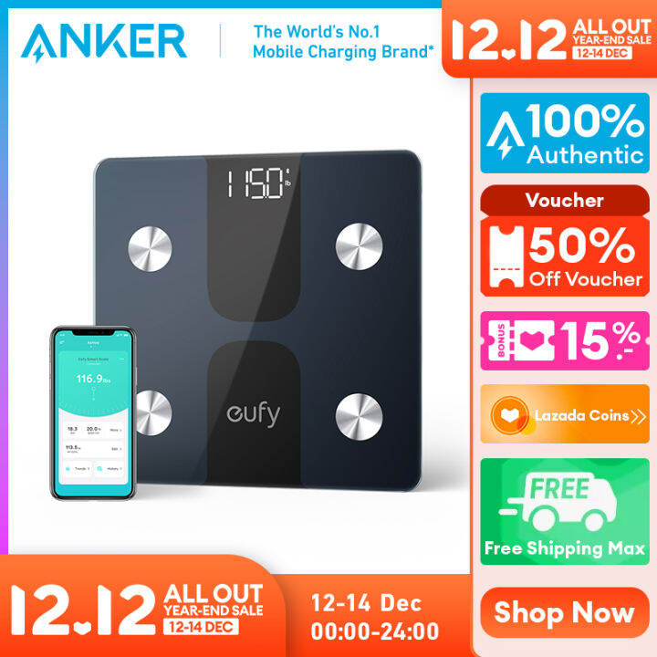 eufy by Anker Smart Scale C1 with Bluetooth, Body Fat Scale, Wireless Digital Bathroom Scale, 12 ...