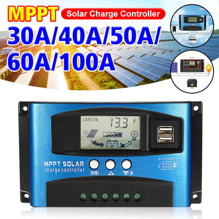 MPPT NEW Solar Charge Controller 30A 60A 100A Dual USB LCD Display Auto 12V 24V Warranty Service ...