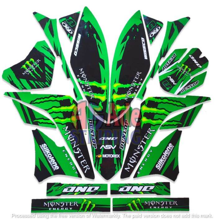 Sticker Striping Lis Variasi Klx Lama/Old Monster Hijau Decal Motor Klx ...