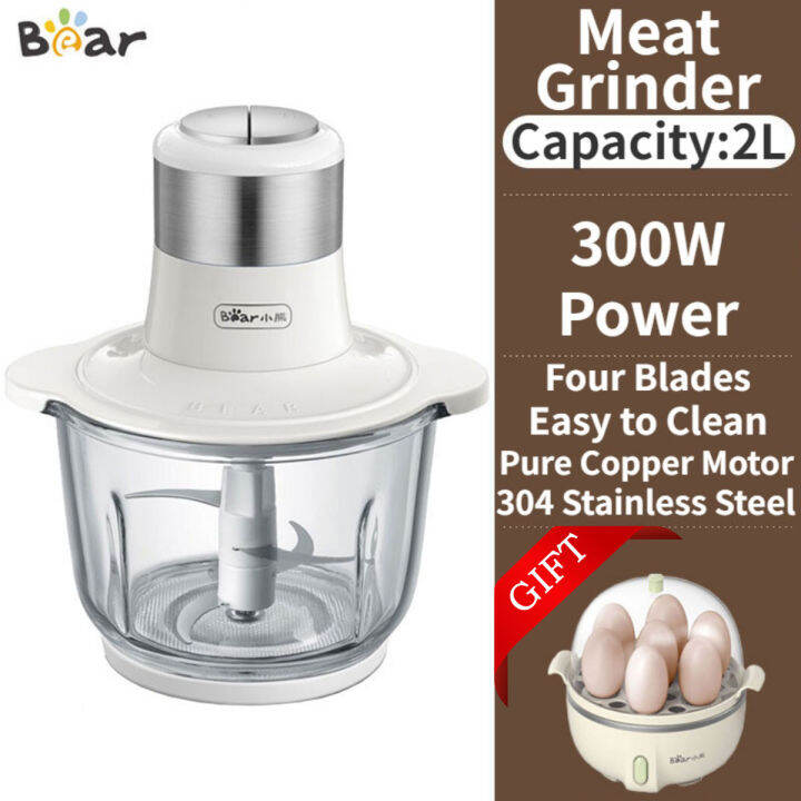 【Bear】Food Processor Electric Meat Grinder 2L Kitchen Chopper Shredder Food 304 Stainless Steel ...