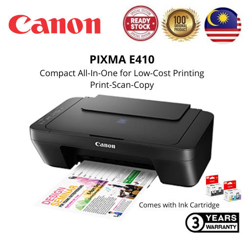 Canon Pixma E410 Black/Grey Compact All-In-One for Low-Cost Printer ...