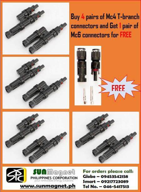 4Pairs of MC4 T Branch Solar Panel Connector 30A and 1 pair of MC6 ...