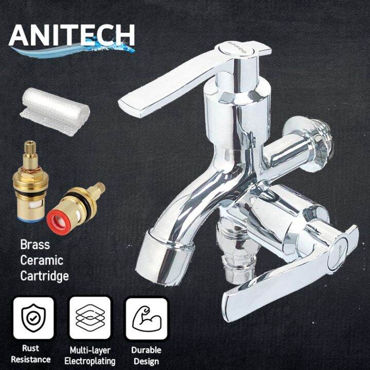 ANITECH Washing Machine/Bathroom Two Way Tap Wall Mounted Faucet Two ...