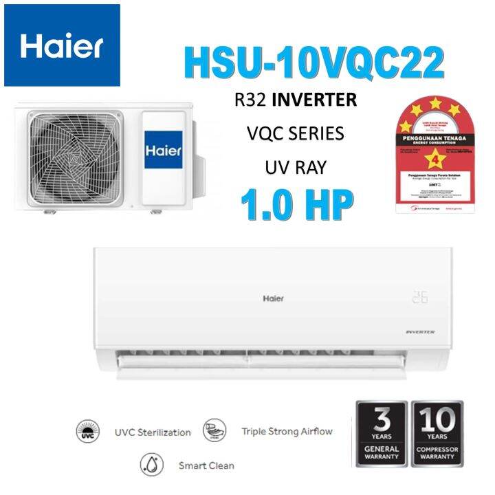 HAIER Air Conditioner R32 INVERTER HSU-VQC SERIES UVC STERILIZATION 1.0 ...