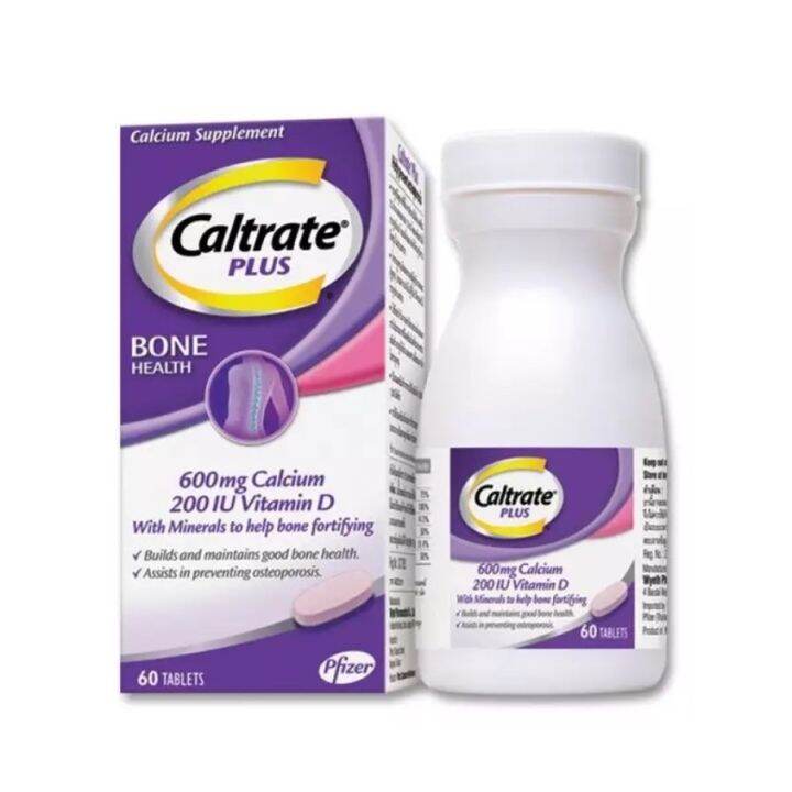 ส่งฟรี Caltrate Plus 600 mg Calcium 200 IU Vitamin D / 60 Tab แคลเทรต ...