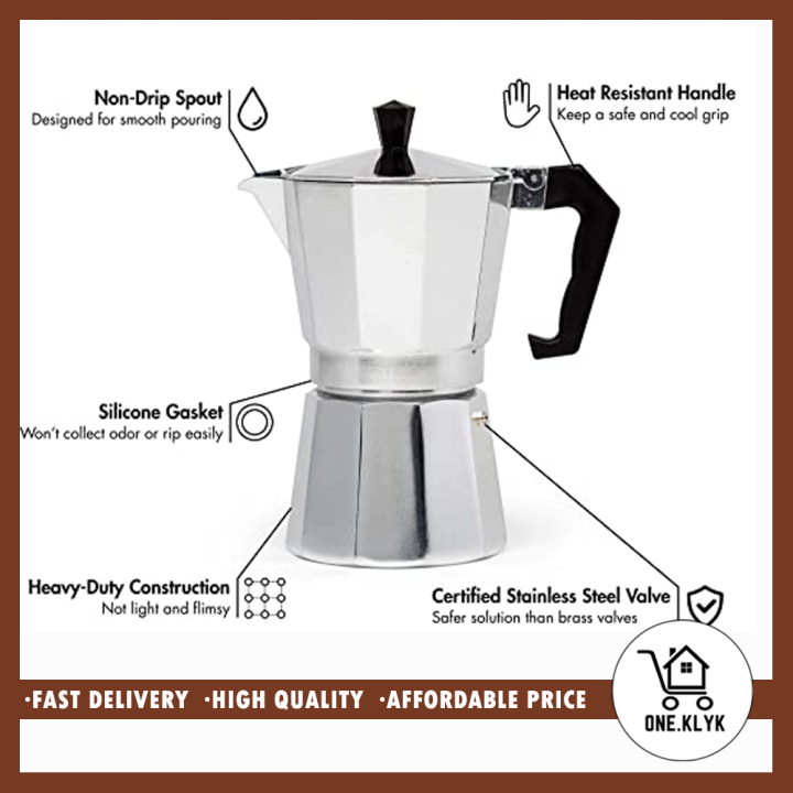 Moka Pot COffee Ukuran 6 dan 9 Cup | Moka Pot Coffee Maker Espresso ...