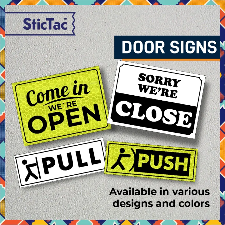 STORE DOOR SIGNS CLOSED OPEN PUSH PULL COME IN WERE OPEN SORRY WERE ...