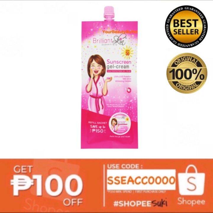 ORIGINAL BRILLIANT SKIN Sunblock Sunscreen Gel Cream SB SACHET 50g ...