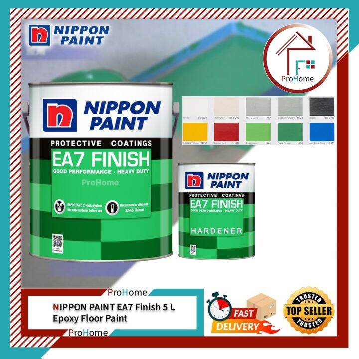 ProHome88 5L NIPPON EA7 EPOXY FLOOR PAINT/EPOXY PAINT CAT RANTAI RUMAH /CAT LANTAI SIMEN / 2.5L ...
