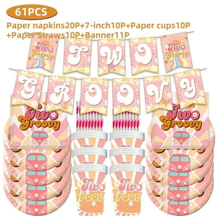 【koko party supplies】 TWO GROOVY Hippie Boho Rainbow Daisy Flower ...