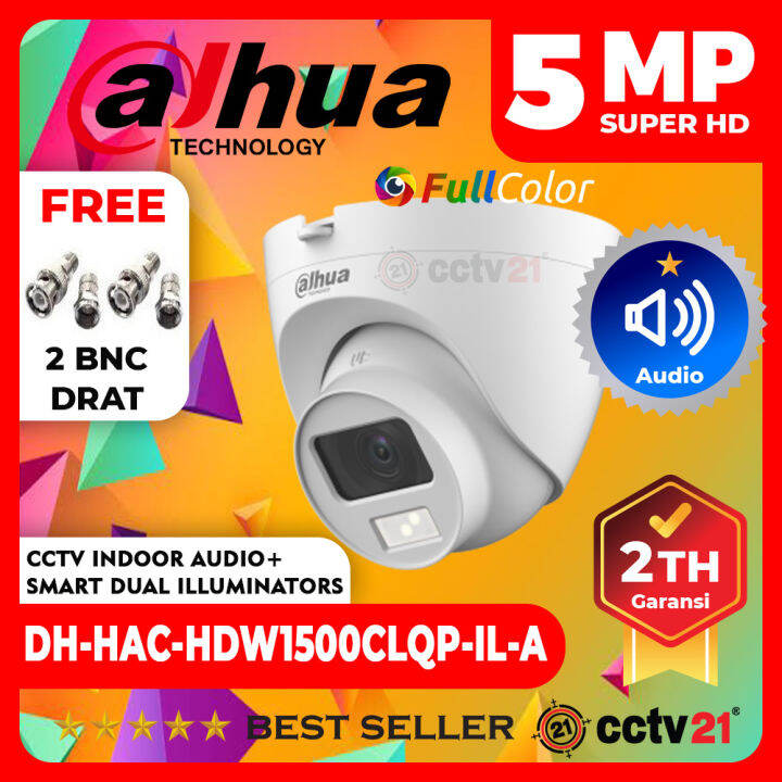 CCTV Indoor DAHUA 5MP DH-HAC-HDW1500CLQP-IL-A Full Color ColorVu Mic Audio | Lazada Indonesia
