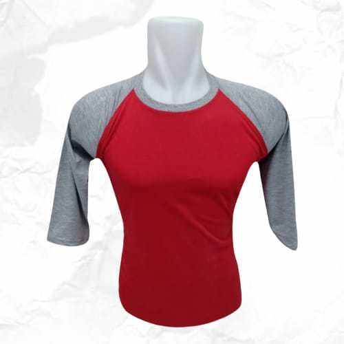 Kaos Polos Raglan Lengan 3/4 Warna Merah Cabe Kombinasi Misty | Lazada ...