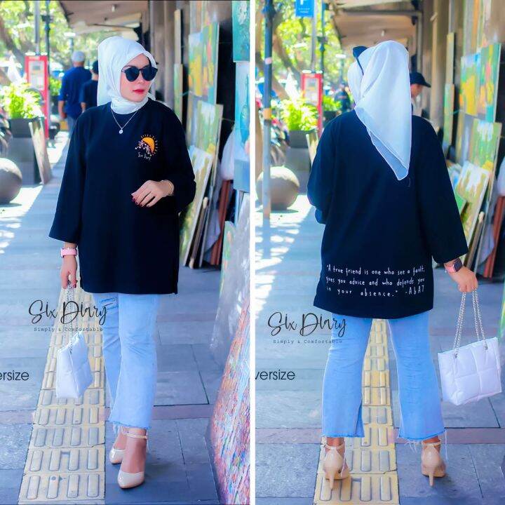 Baju Kaos Atasan Blus Pakaian Six Diary Bahan Import Adem Tebal Wanita ...