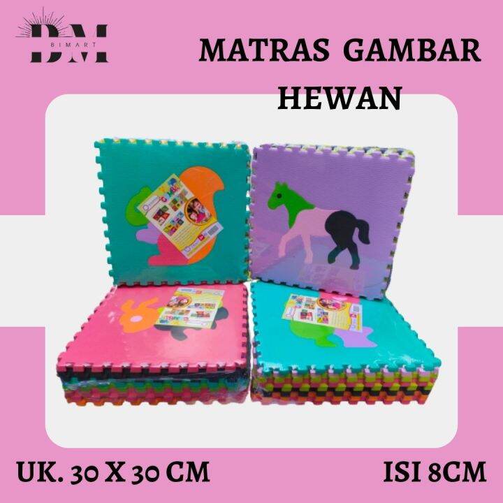 Matras Puzzle gambar hewan 30 x 30 Cm isi 8 Pcs / Alas Lantai / Tikar ...