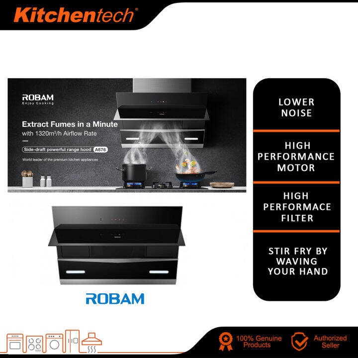 [Pre-Order 30 Days] ROBAM COOKER HOOD (90CM) - A676 Large Suction High Performance AC Motor ...