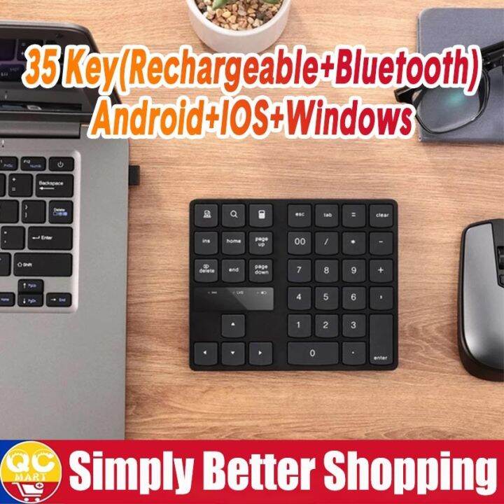 2.4G Wireless Digital Keyboard 35 Keys USB Number Numeric Keypad Pad ...