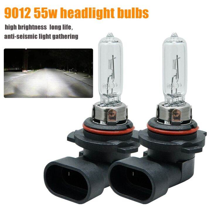 2pc 9012 55W 6500K 12V Ultra White Car Headlight Halogen Lamp Bulb Car Shape High Beam/Dipped ...