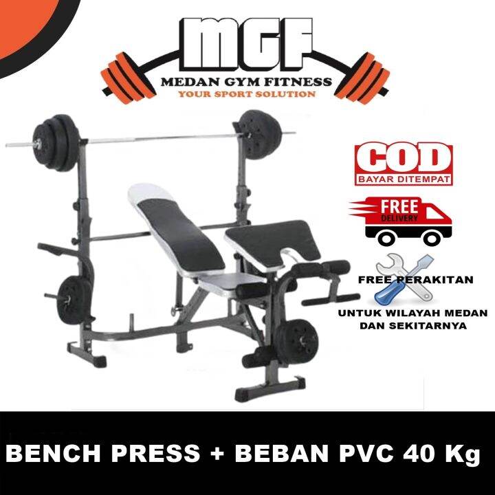ALAT FITNESS ANGKAT BEBAN - BENCH PRES7S + BEBAN PVC 40 Kg | Lazada ...