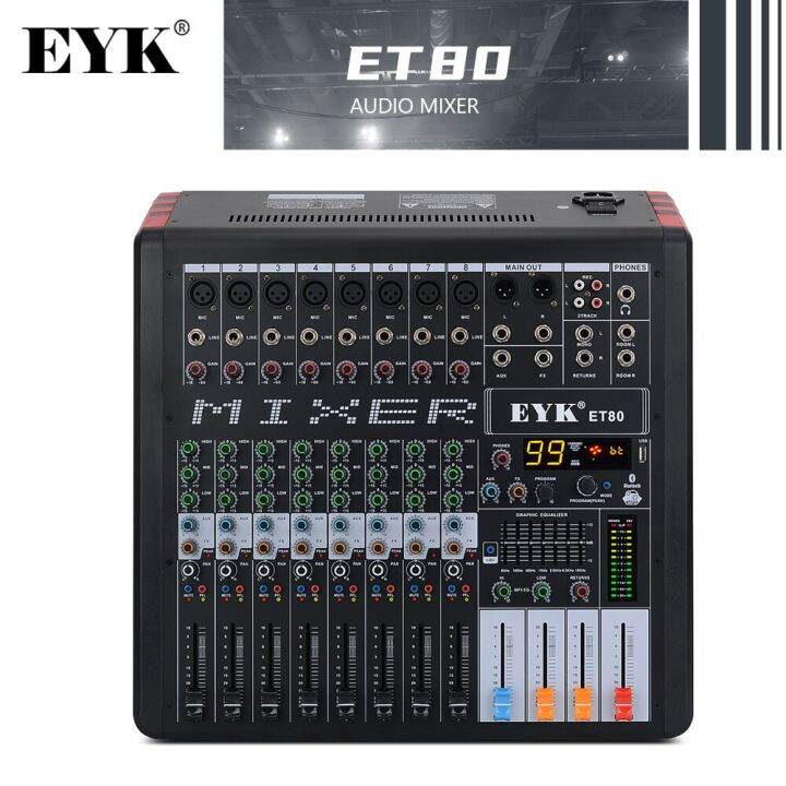 EYK ET80 8 Channels Dj Professional Audio Mixer พร้อมเอฟเฟกต์ DSP & อีค ...