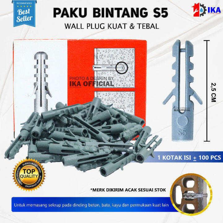 JANGKAR SKRUP S5 VISER PAKU BINTANG WALLPLUG DYNABOLT DINABOLT WALL ...