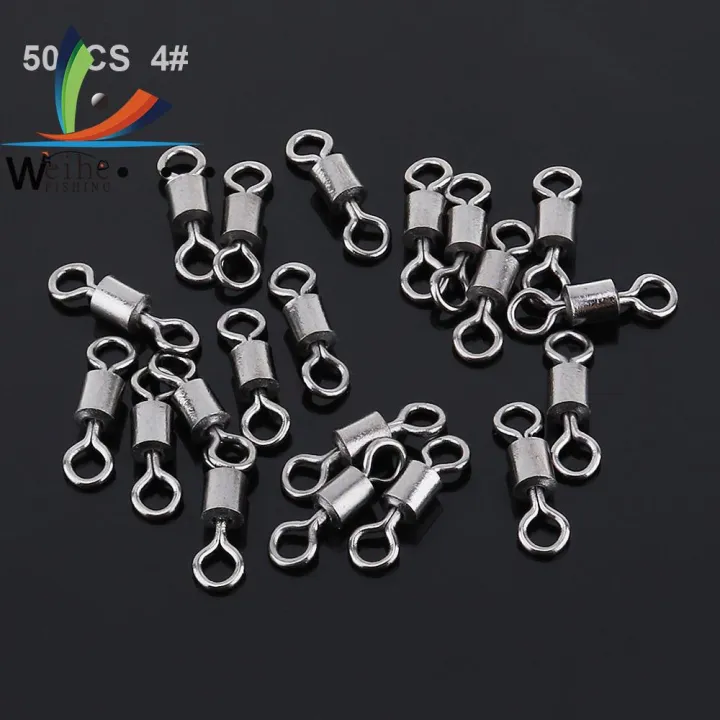 50pcs High Tensile 8 Shapes Barrel Ball Bearing Fishing Swivel Snap ...