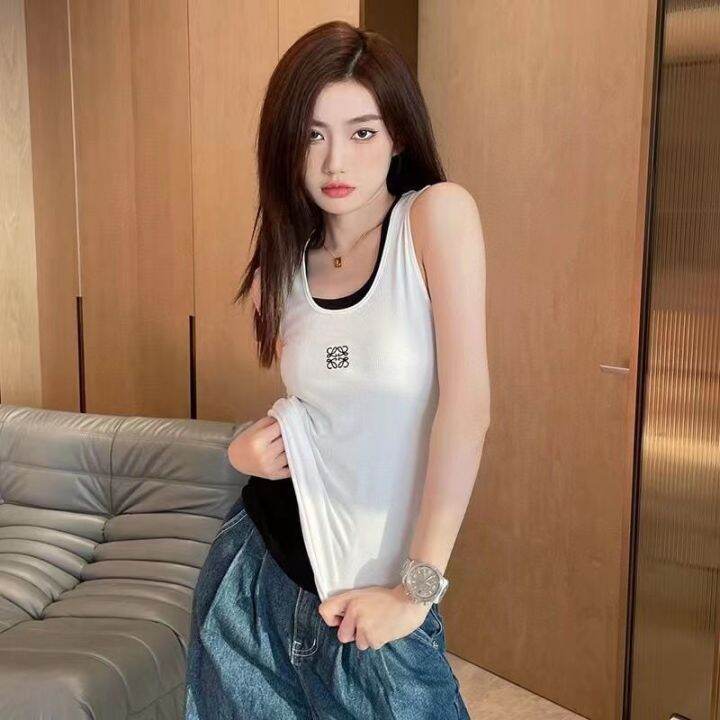 LOEWE Luo Wei เสื้อโค้ทชุดชั้นในบุรุษผ้ายืดปักลายสำหรับผู้หญิงเสื้อ ...