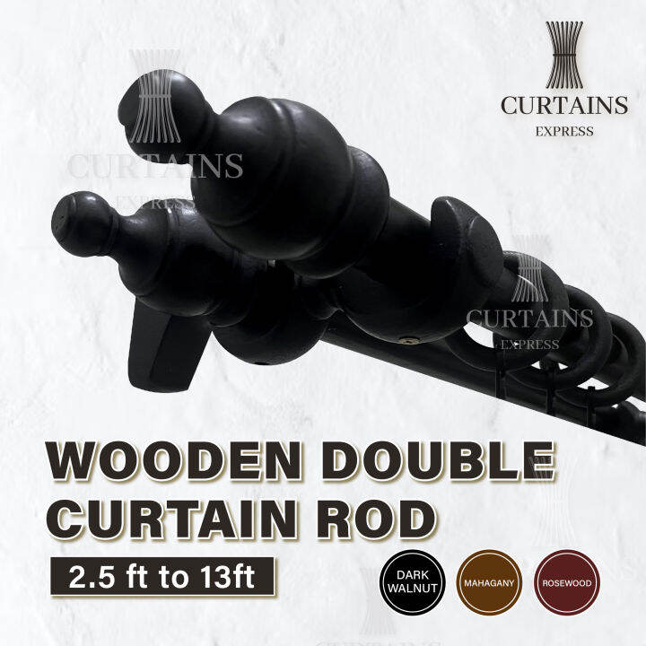 Wooden Double Curtain Rod / Kayu Langsir / Curtain Rod / Wooden Rod ...