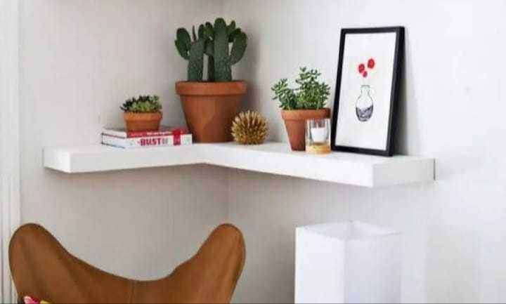 Rak hiasan dinding tempel tembok 1 susun minimalis leter L sudut ...