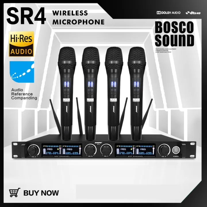 SHURE SR4 4 Channel Professional UHF Wireless Microphone System, 4 ...