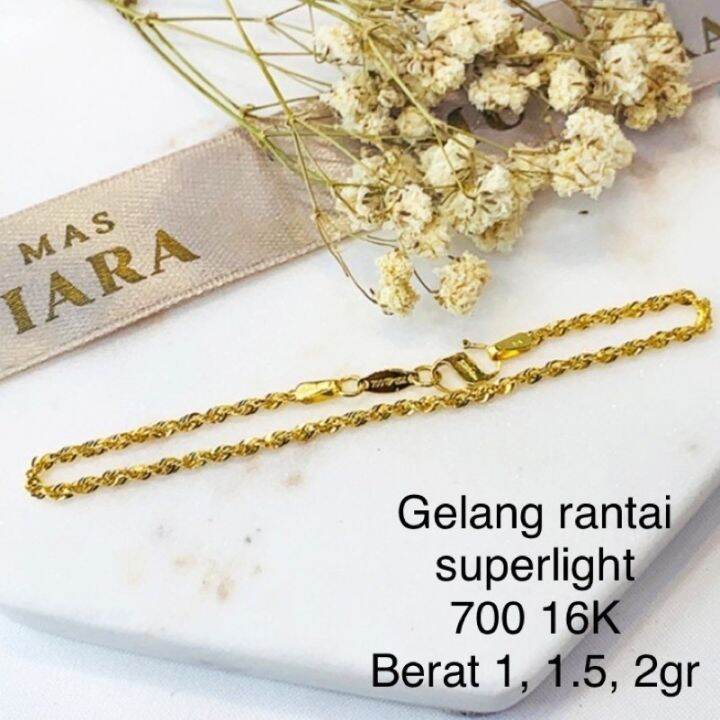 Gelang Rantai Tangan Emas Asli Tali Tambang Superlight Korea Mas Asli ...