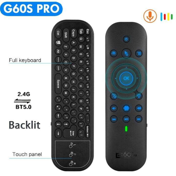 Dual Mode Google Voice Remote Control G60S PRO BT5.0 2.4G Wireless ...