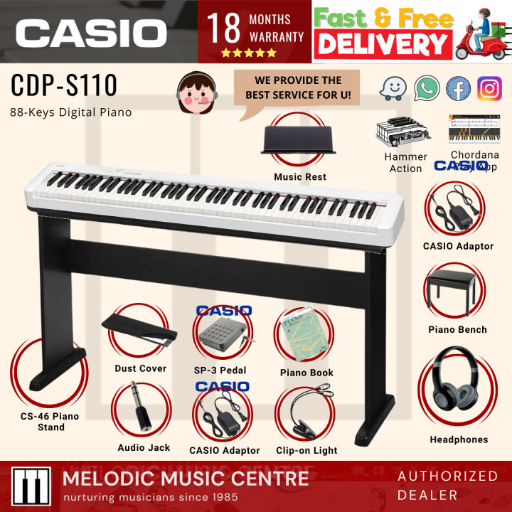 Casio CDP-S110 88 Keys Digital Piano FULL PACKAGE WITH PIANO STAND WHITE (CDPS110 CDP S110) | Lazada