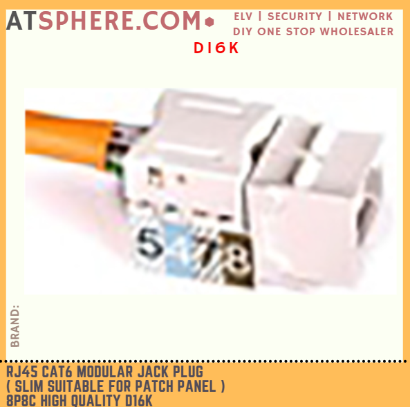RJ45 Cat6 Modular Jack Plug ( Slim Suitable for Patch Panel ) 8P8C High ...