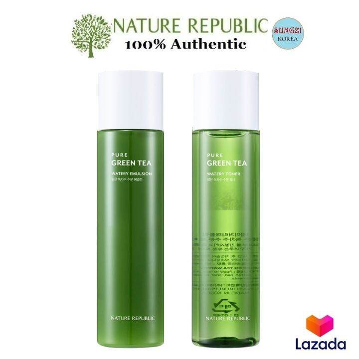 NATURE REPUBLIC Pure Green Tea Watery Emulsion 155ml with Toner 155ml ...
