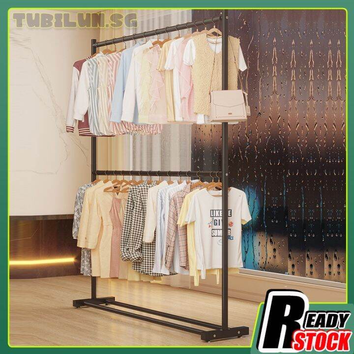 Double-pole Metal Clothes Rack Stand escopic Clothes Hanging Organizer ...