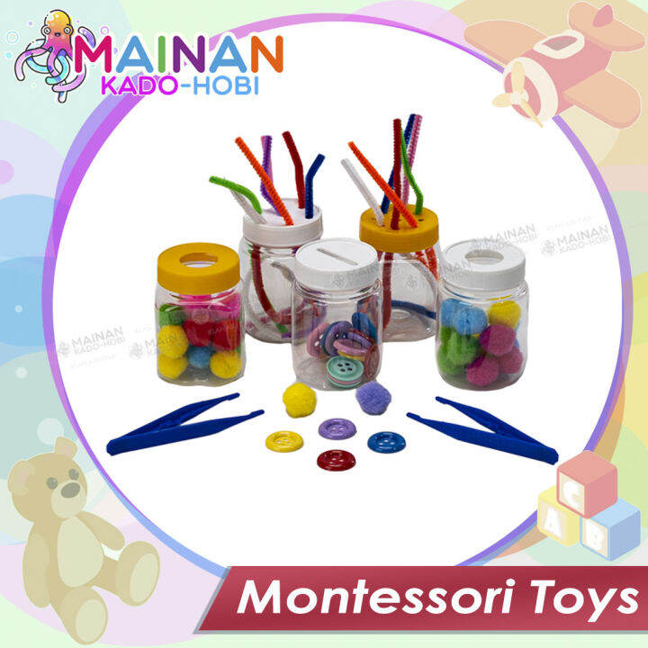 MAINAN EDUKASI ANAK MONTESSORI SENSORIK MOTORIK BUSY JAR PLAY SET ...