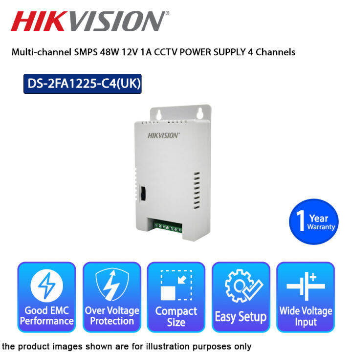 HIKVISION DS-2FA1225-C4(UK) Multi-channel SMPS 48W 12V 1A CCTV POWER SUPPLY 4 Channels | Lazada