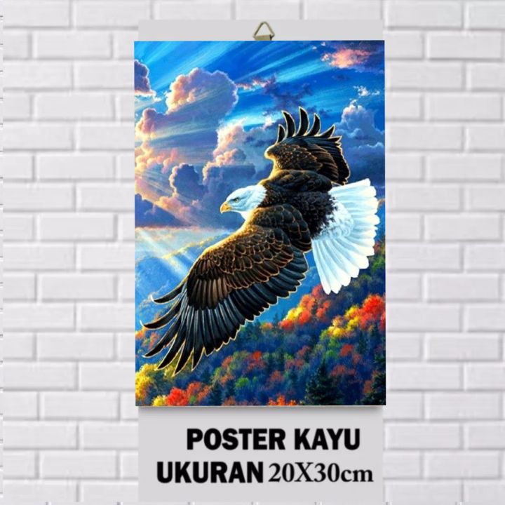 POSTER KAYU/POSTER PAPAN MDF/POSTER KAYU BURUNG ELANG/FOTO BINATANG ...