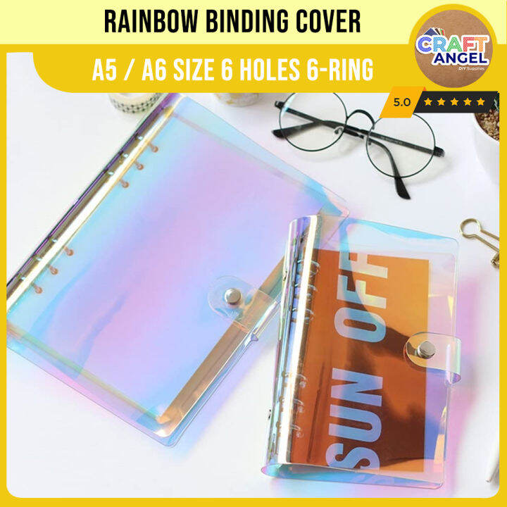 A5 / A6 6 Holes 6 Ring Rainbow Binder Cover Colorful Clear Soft PVC ...