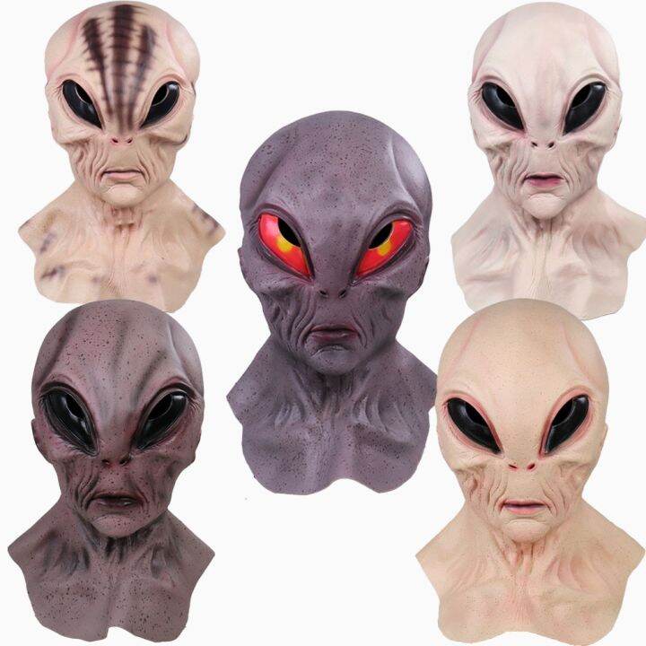 Halloween Alien Mask Cosplay Horror UFO Skull Latex Masks Helmet ...