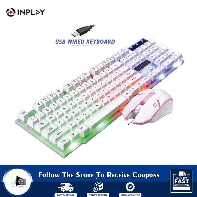 INPLAY 104 keys Mechanical feel rainbow Backlit USB wired Keyboard and ...