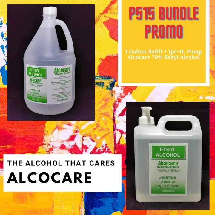 Alcocare Ethyl Alcohol 1 Gallon WITH 1L Alcocare Pump PROMO | Lazada PH