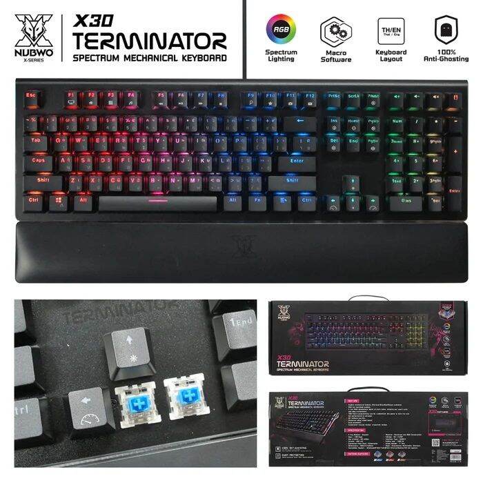 NUBWO-X 30 TERMINATOR X30 BLUE-SWITCH Gaming Keyboard RGB คีย์บอร์ดเกม ...