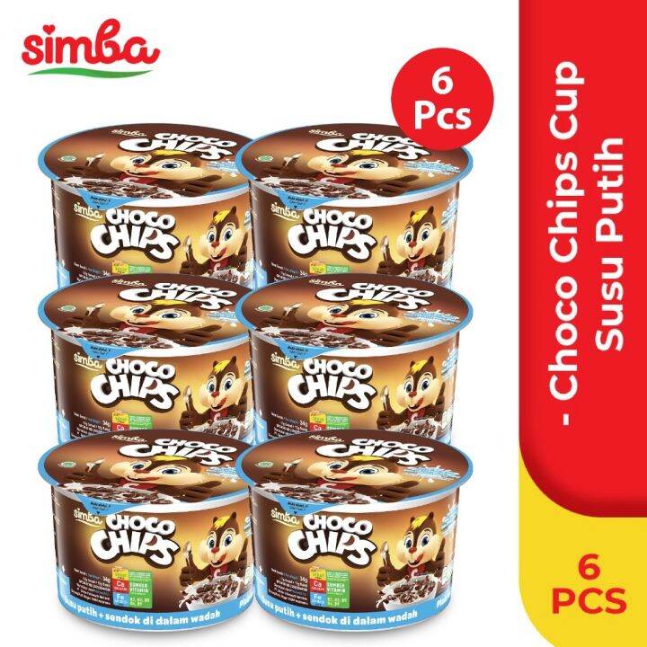 Choco Chip Cereal SIMBA - 6 Cup Susu Putih 22gr Super Hemat | Lazada ...
