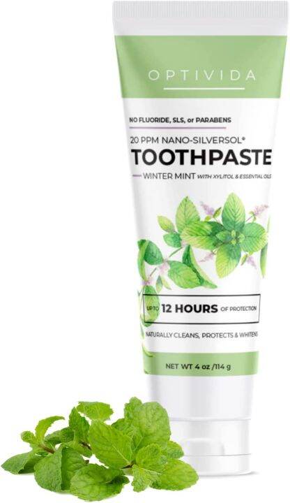 Optivida Silver Infused Toothpaste 20 ppm Nano All Natural Ingredients ...