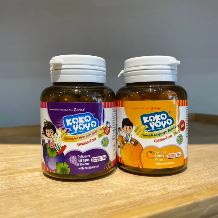 Shine Koko Yoyo Chewable 80g (Orange/Grape) Gelatin Free Crispy Jelly Bean Candy | Lazada